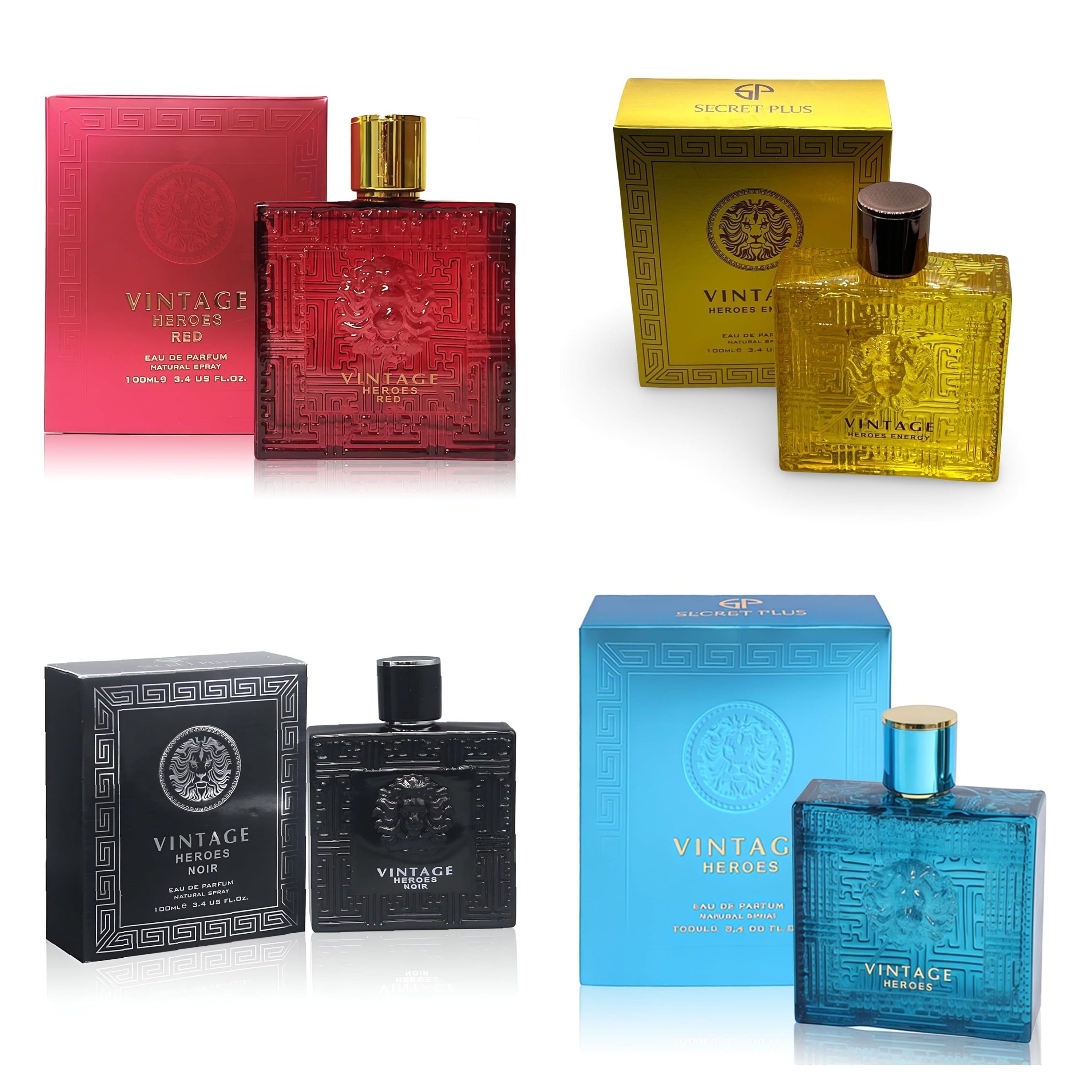 Heroes Cologne Set - 4 Bottle Collection - 3.4oz each - Men's Fragranc ...